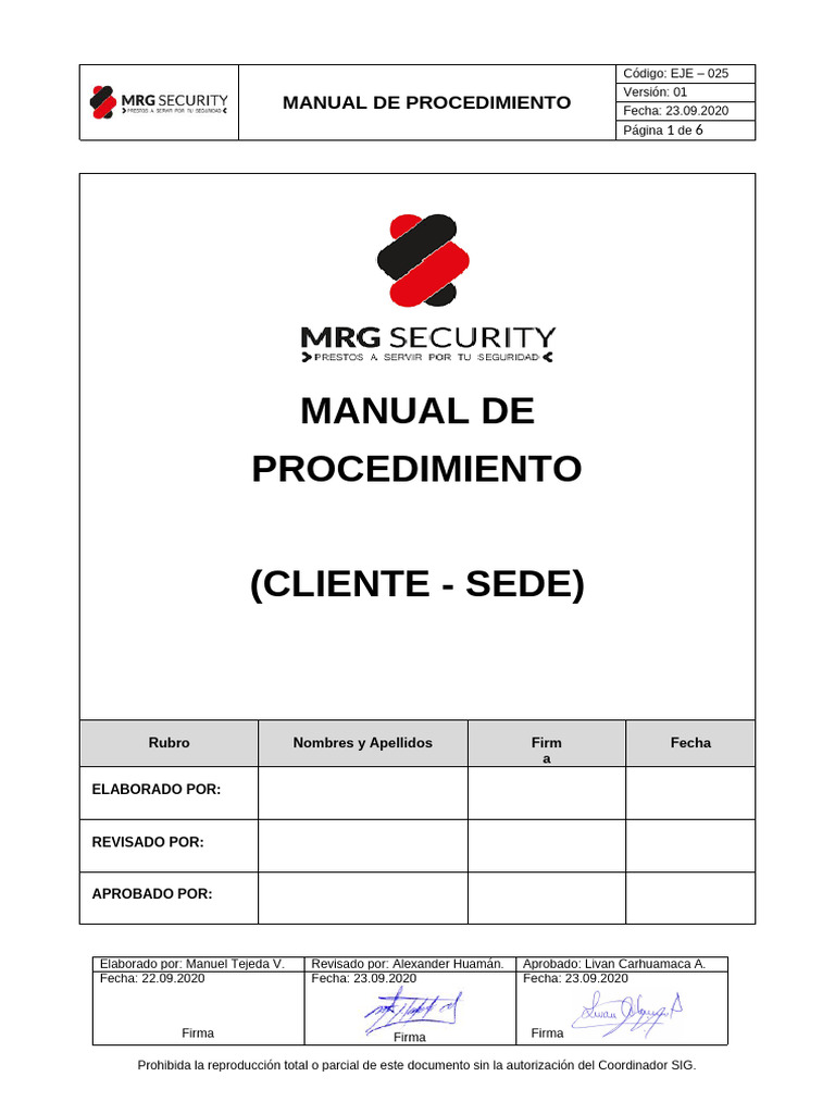 EJE - 025 Manual de Procedimiento | PDF | Seguridad nacional | Valores