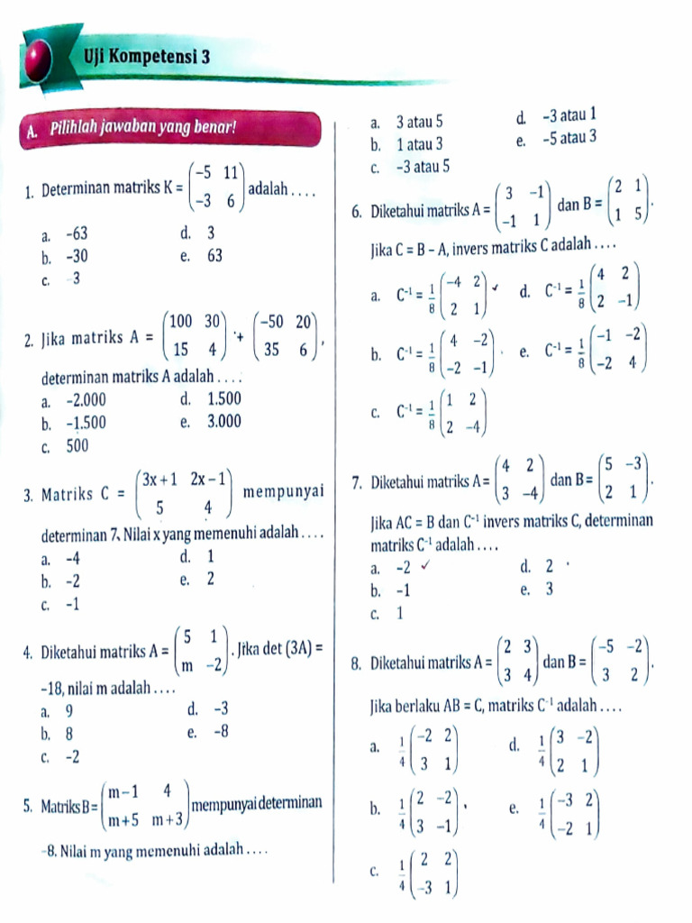 LKPD Determinan & Invers Matriks | PDF