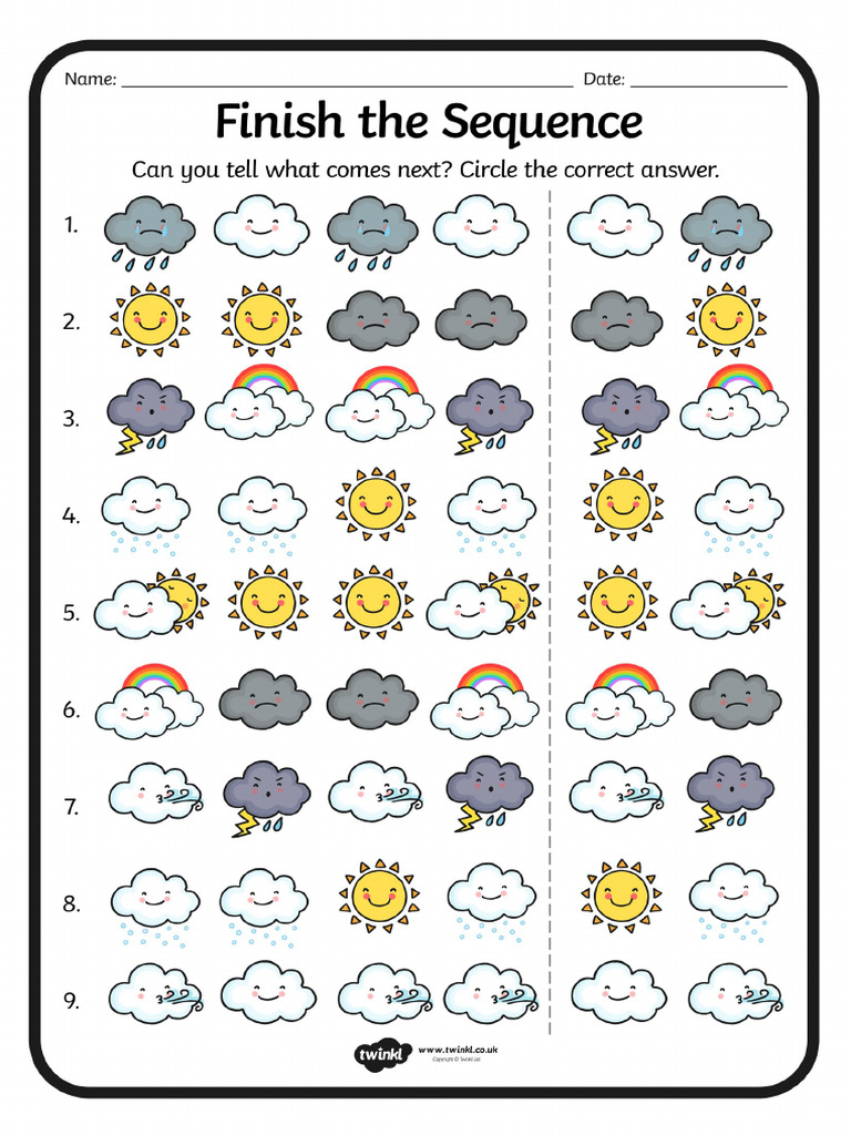 T T 9088 Finish The Sequence Weather Worksheet - Ver - 1 | PDF