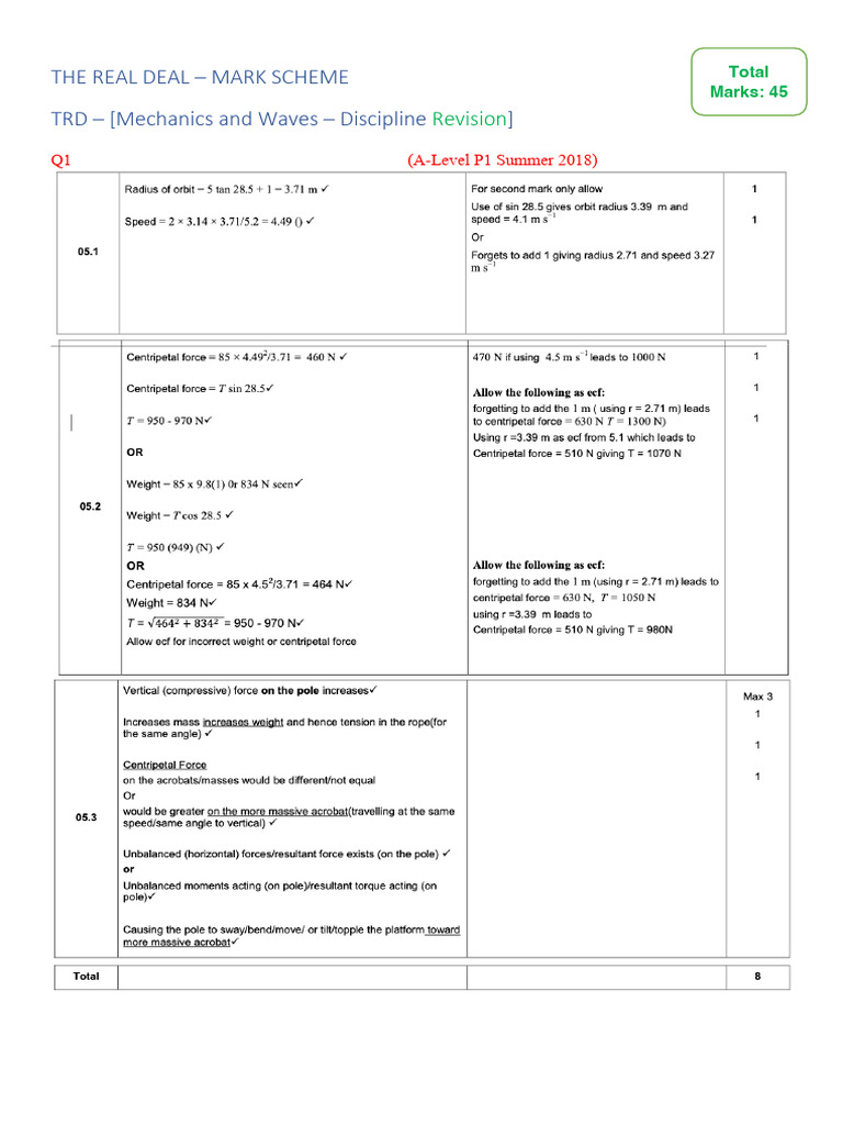 The REAL DEAL Waves and Mechanics Discipline Revision - MS | PDF