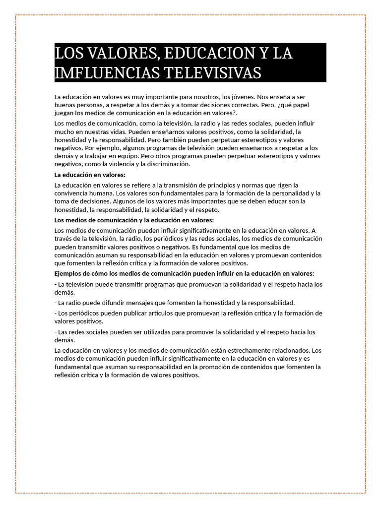 LOS VALORES | PDF