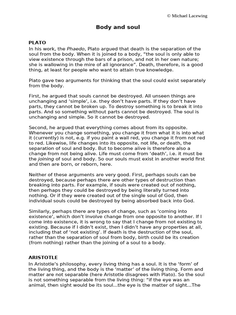 Body Soul | PDF | Soul | Nous