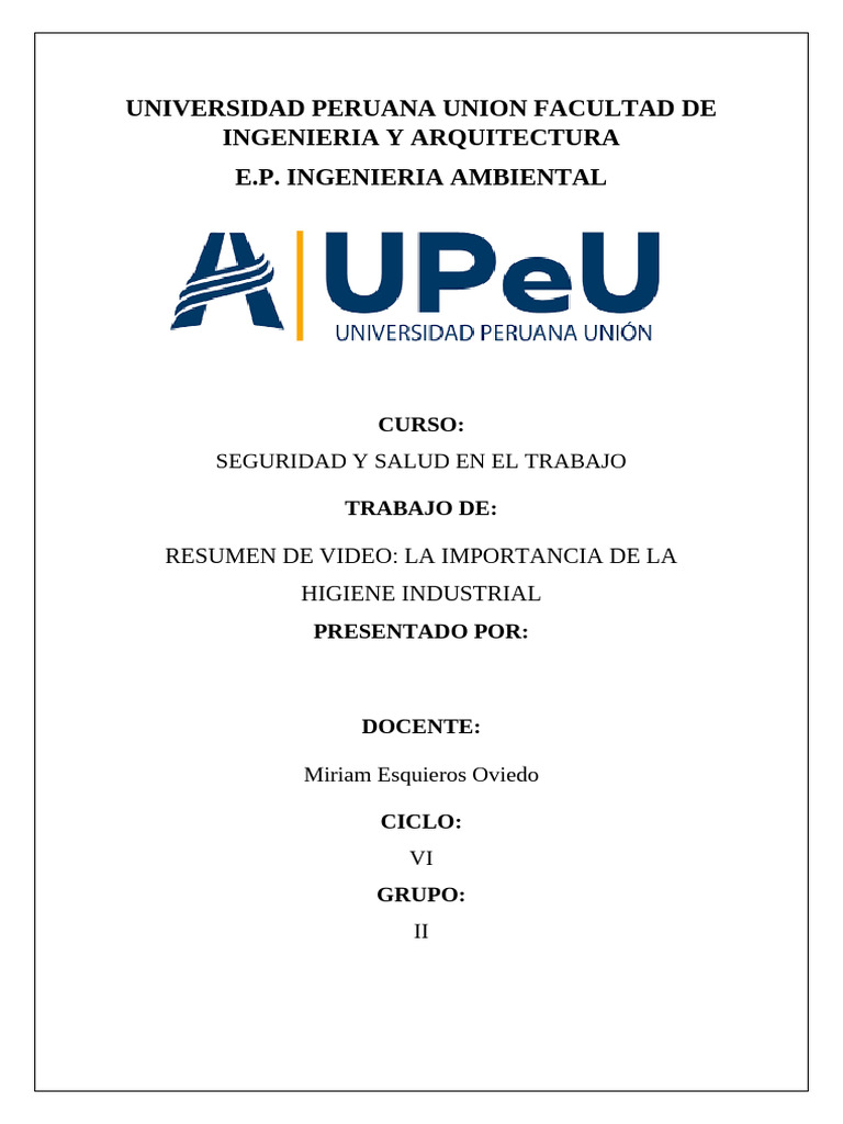 resumen de video 2h SST | PDF | Higiene Ocupacional | Infección