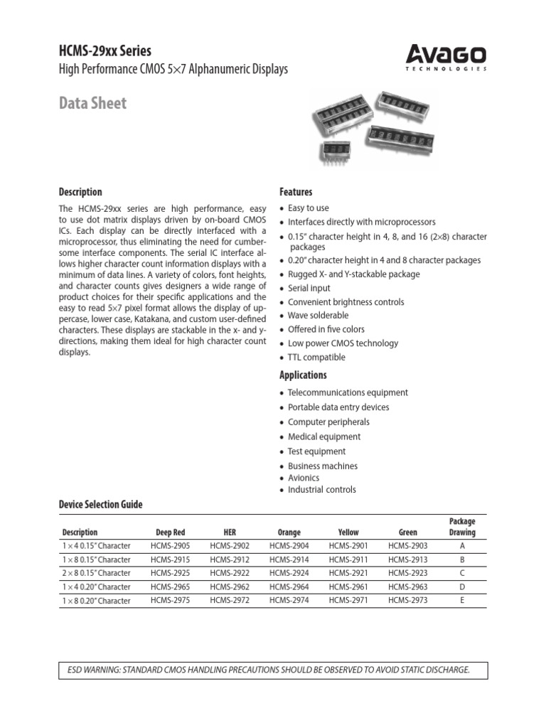 HCMS 29XX | PDF | Cmos | Electrical Engineering