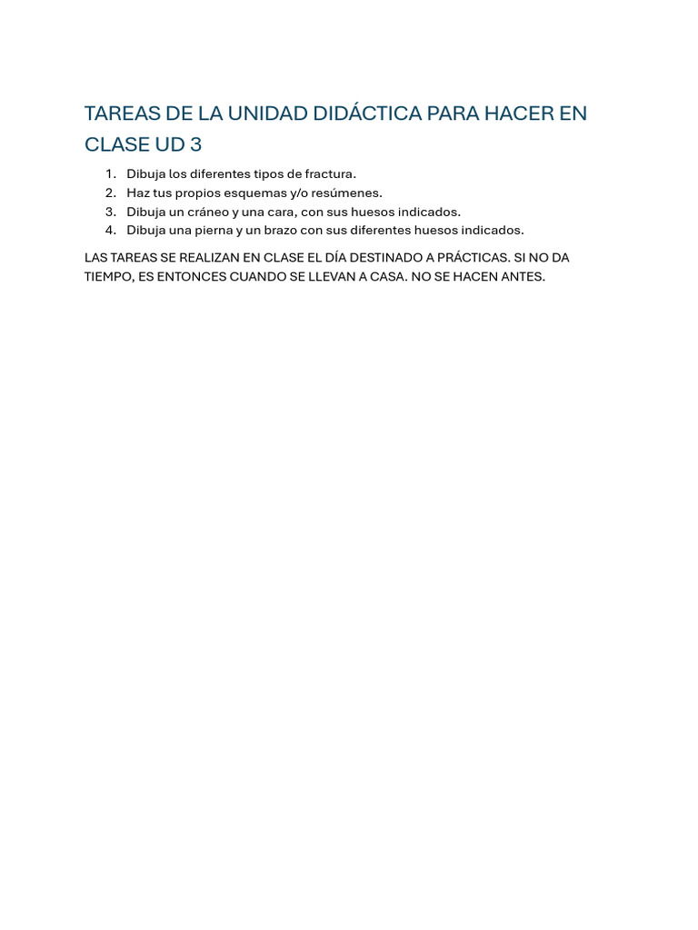 Tareas de La Unidad Didáctica para Hacer en Clase Ud 3 | PDF