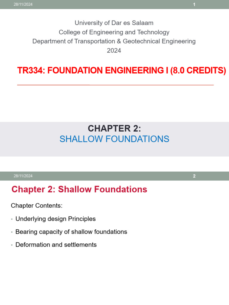 Foundation Engineering I | PDF | Geotechnical Engineering | Foundation (Engineering)