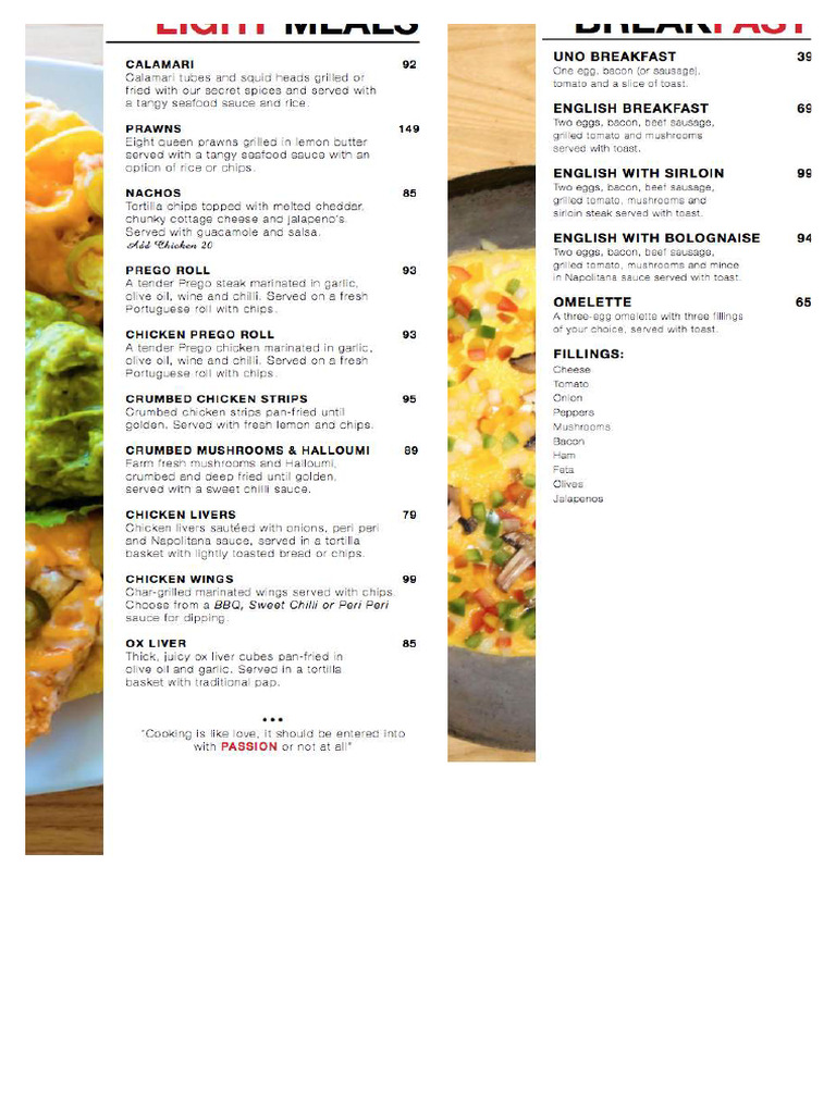 Cappello Food Menu | PDF