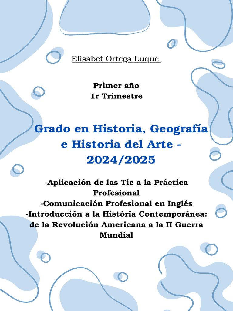 Documento A4 Portada Trabajo Final de Grado Creativo Azul | PDF