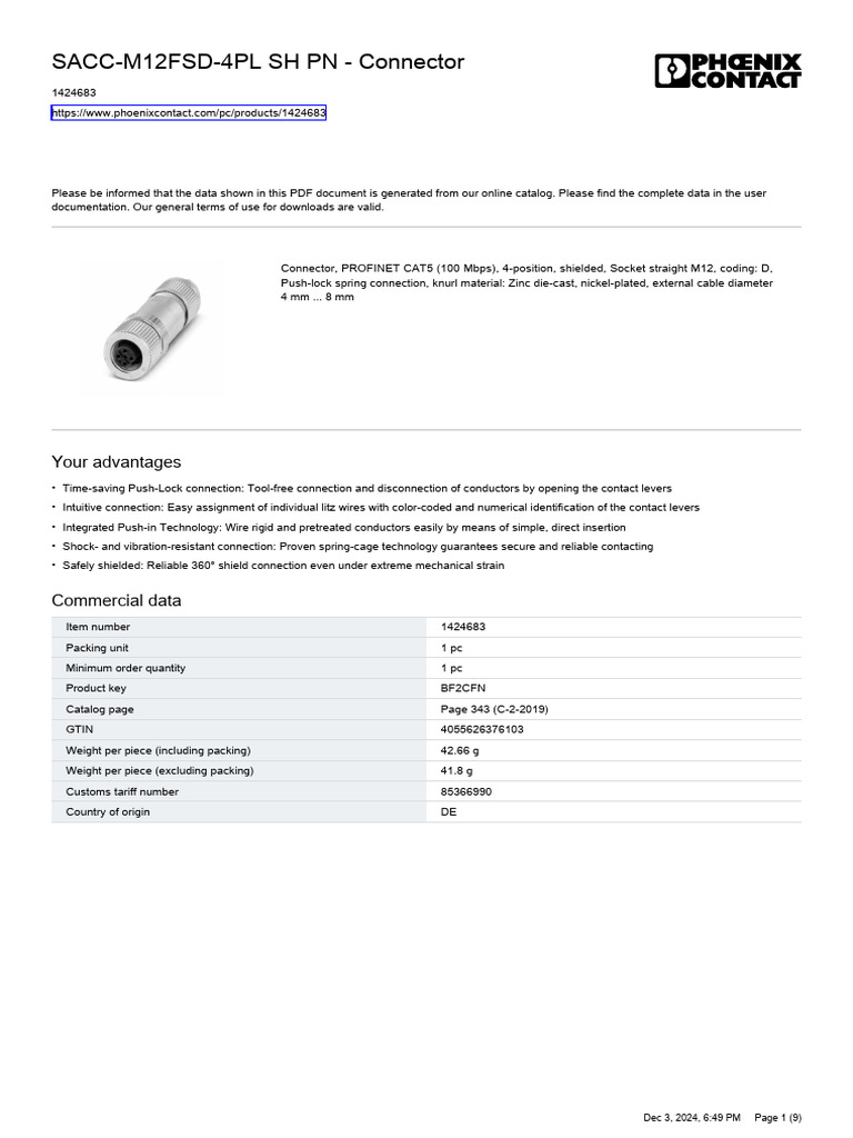 PROFINET Connector Specs | PDF | Electrical Connector | Electrical ...