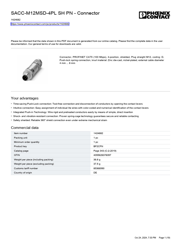 Phoenix Contact 1424682 en | PDF | Electrical Connector | Electrical ...