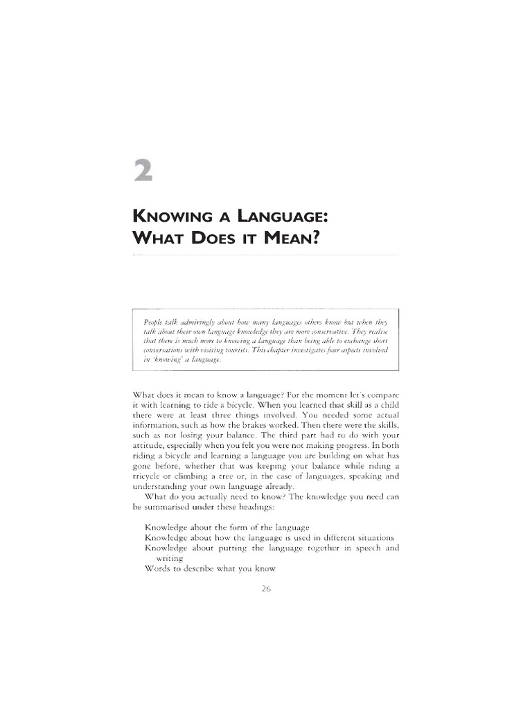 Knowing A Language | PDF