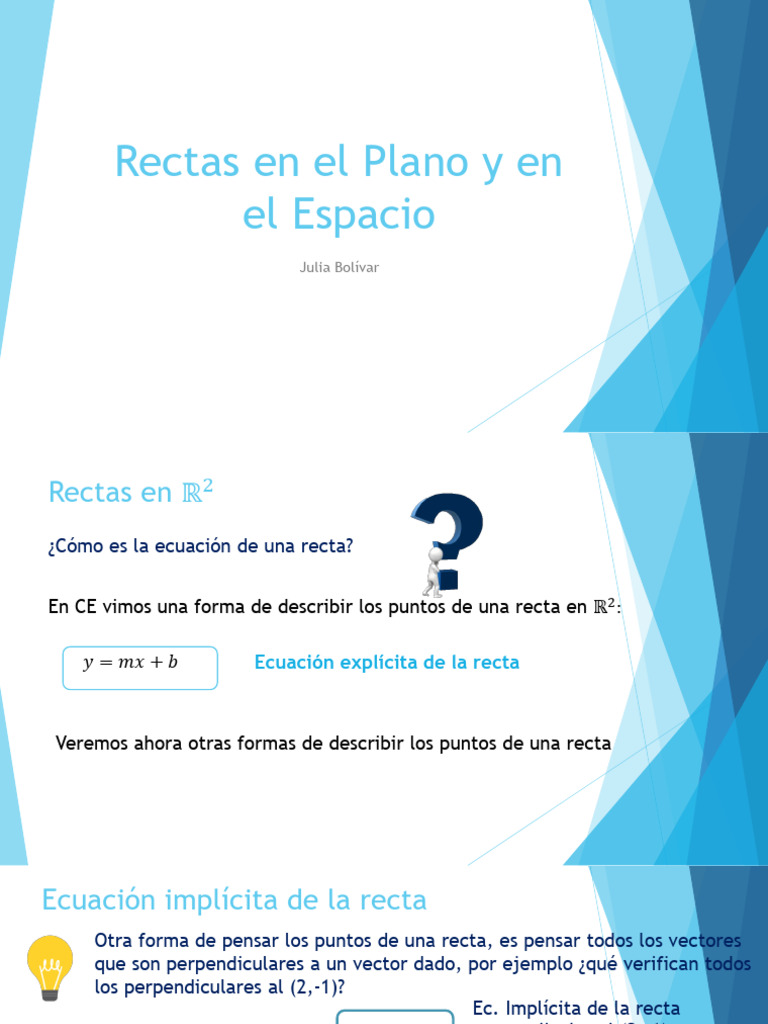 Clase 2. Rectas en el Plano y en el Espacio (2024) | PDF | Línea (geometría) | Vector Euclidiano