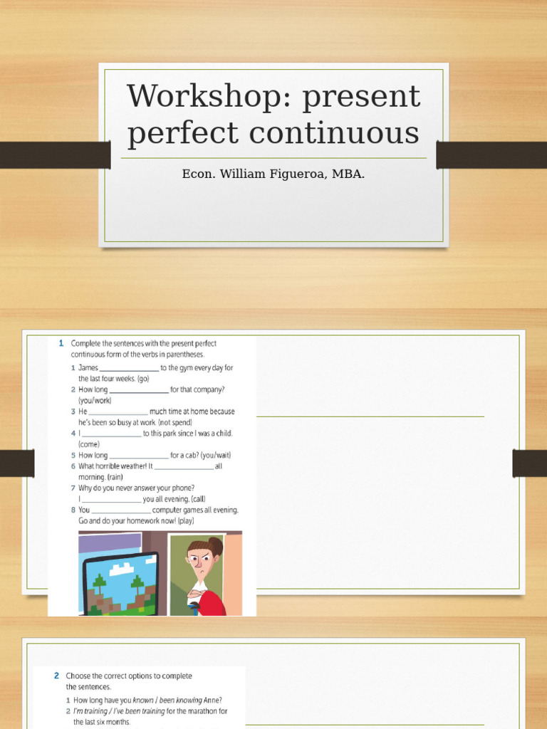 Workshop Present Perfect Continuous | PDF