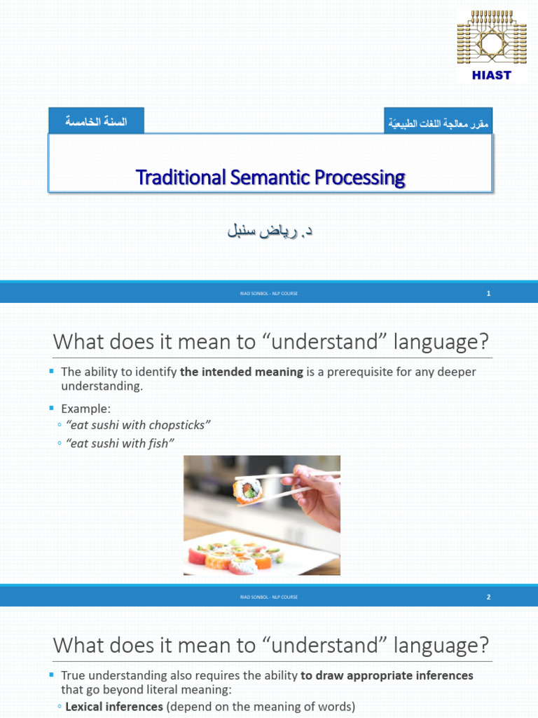 Semantic Processing in NLP | PDF | Semantics | Grammar