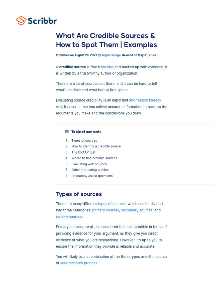 What Are Credible Sources & How to Spot Them _ Examples | PDF ...