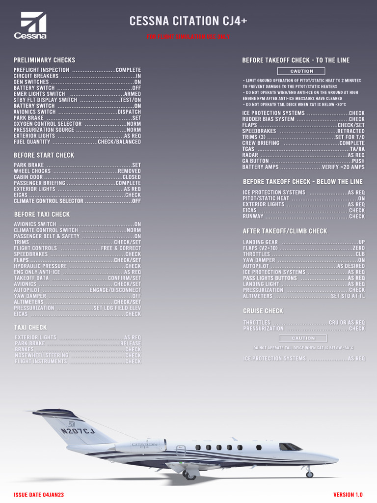 Cessna Citation CJ4+ Normal Checklist | PDF