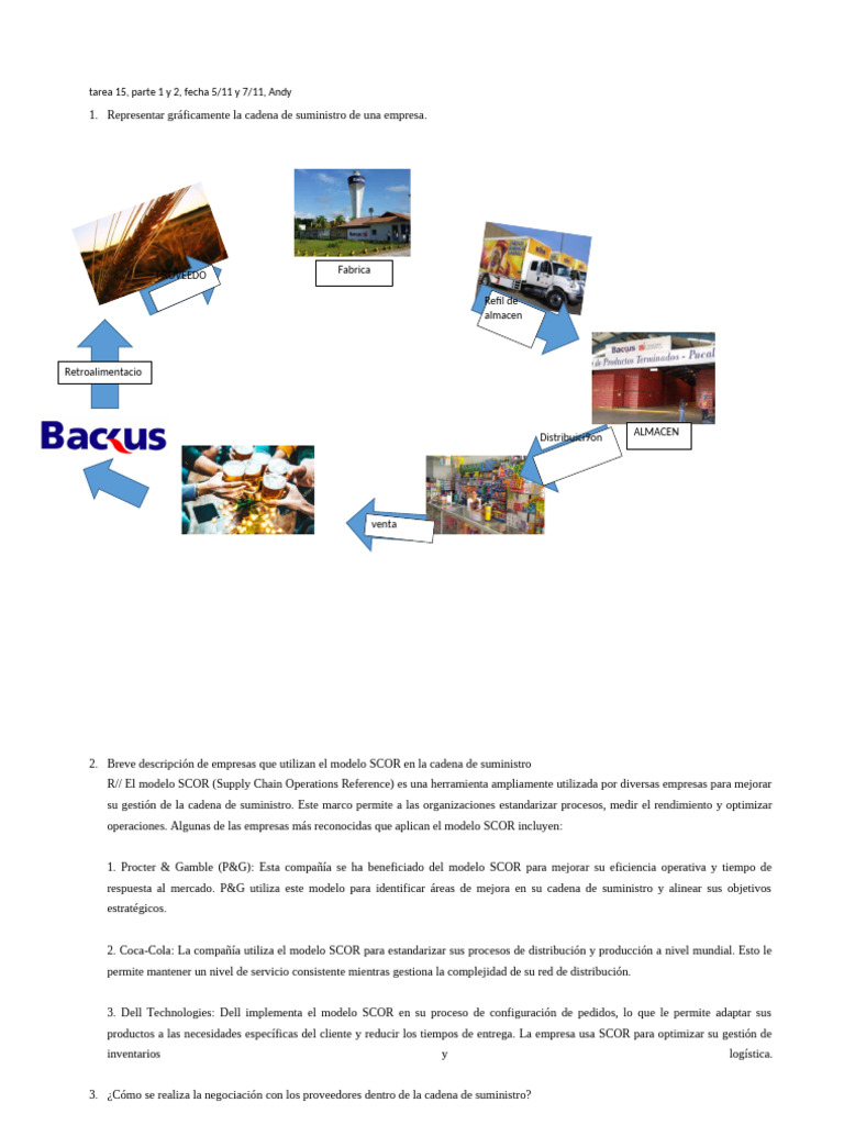 Tarea 15, Parte 1 y 2, Fecha 5-11 y 7-11, Andy | PDF | Cadena de suministro | Gestión de la ...