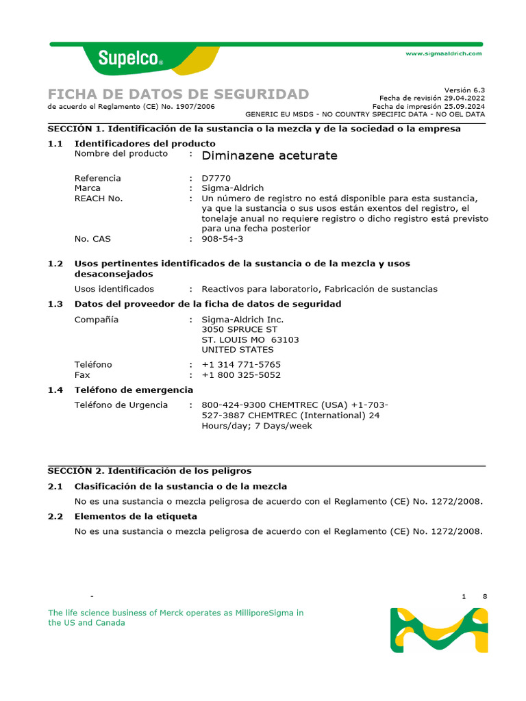 ACETURATO DE DIMINA | PDF | Agua | Toxicidad