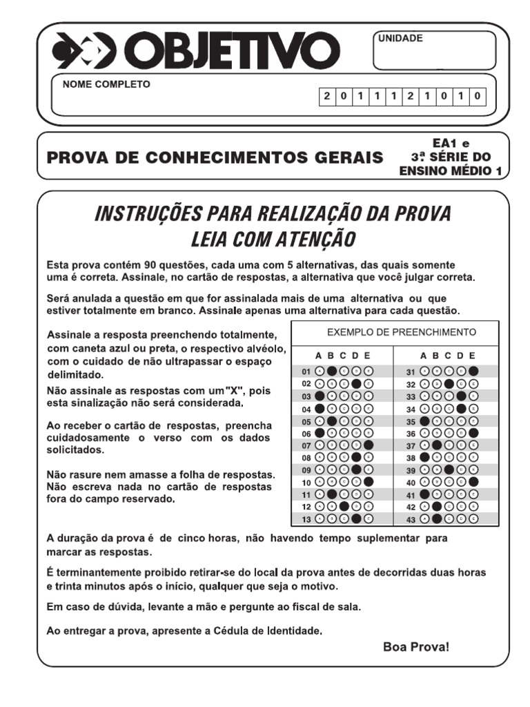 Simulado 1 - Prova - Conhecimentos Gerais - 2020 - Objetivo | PDF | Índice de desenvolvimento ...