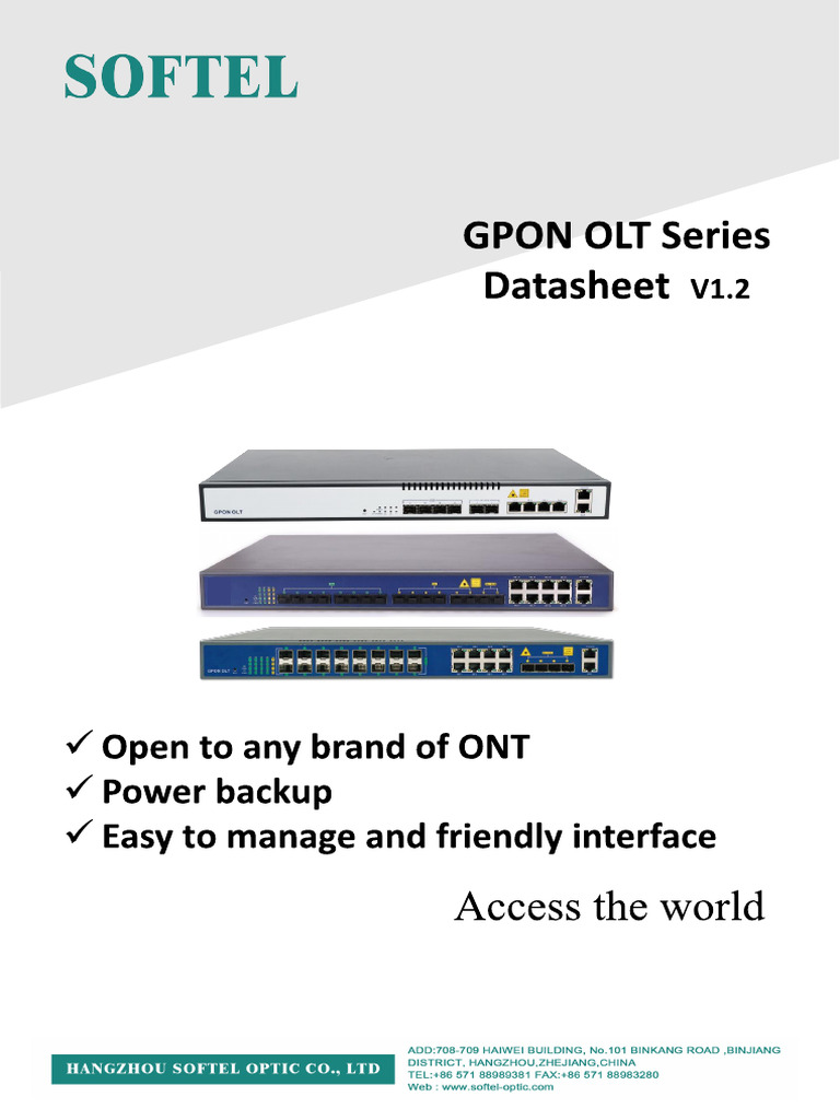 OLT-G4V - 8V - 16V GPON OLT Datasheet V1.2 | PDF