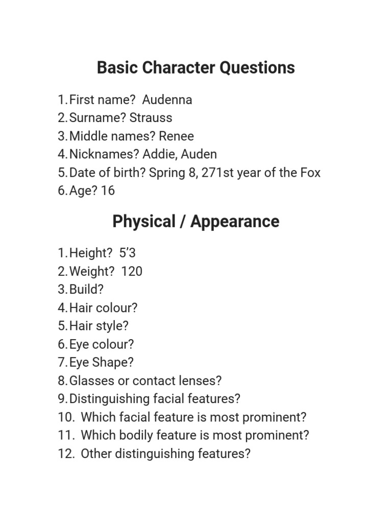 character SHEET | PDF