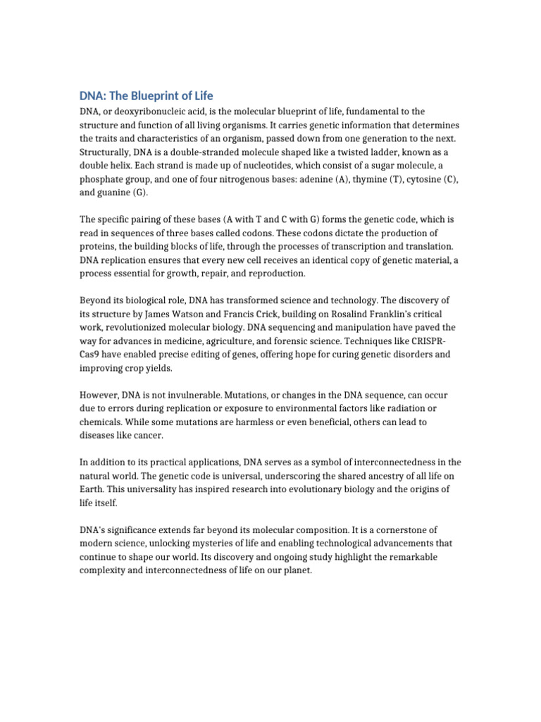 DNA_The_Blueprint_of_Life | PDF