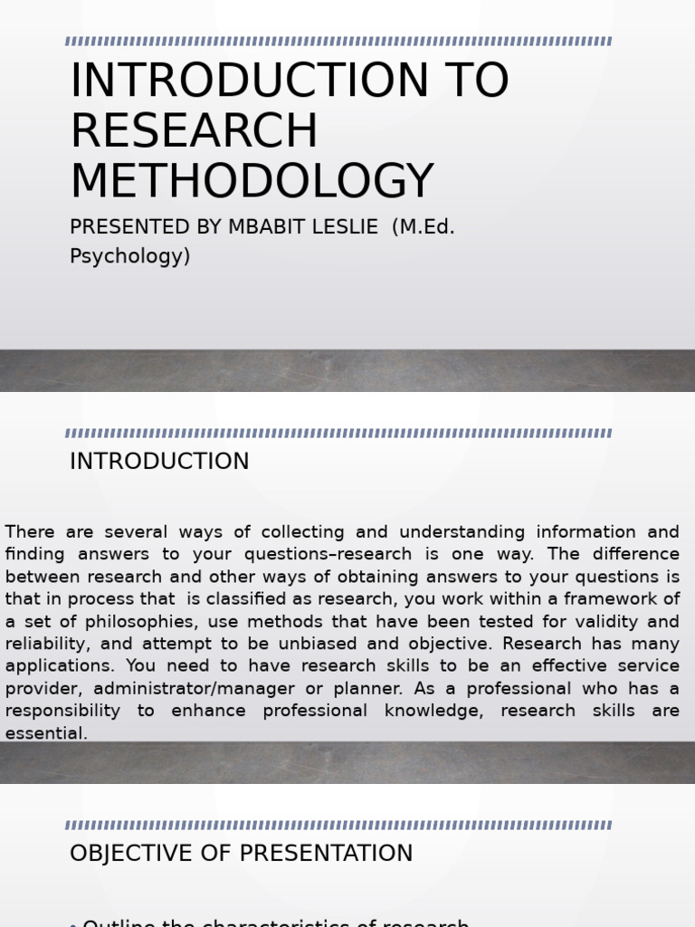 Introduction To Research Methodology2 Pdf Methodology
