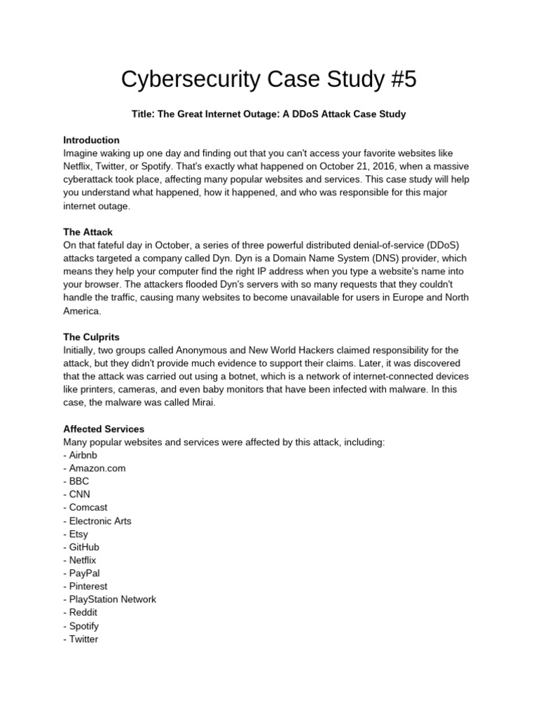 Cybersecurity Case Study #5 - Dyn | PDF | Security Engineering | Cybercrime