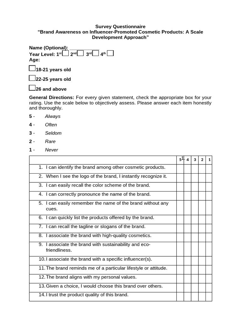 Survey Questionnaire 2023 Saban Et. Al | PDF | Brand | Social Media