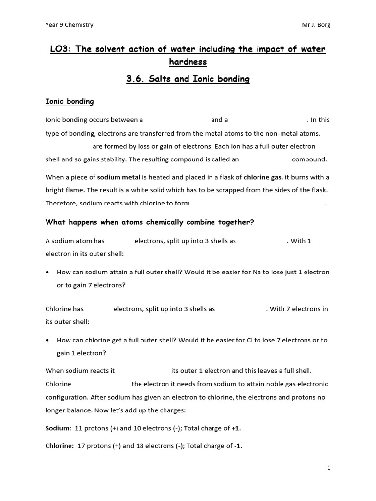 LO3-Ionic Bonding 3.6_NEW_2024-2025 | PDF | Ion | Chemical Compounds