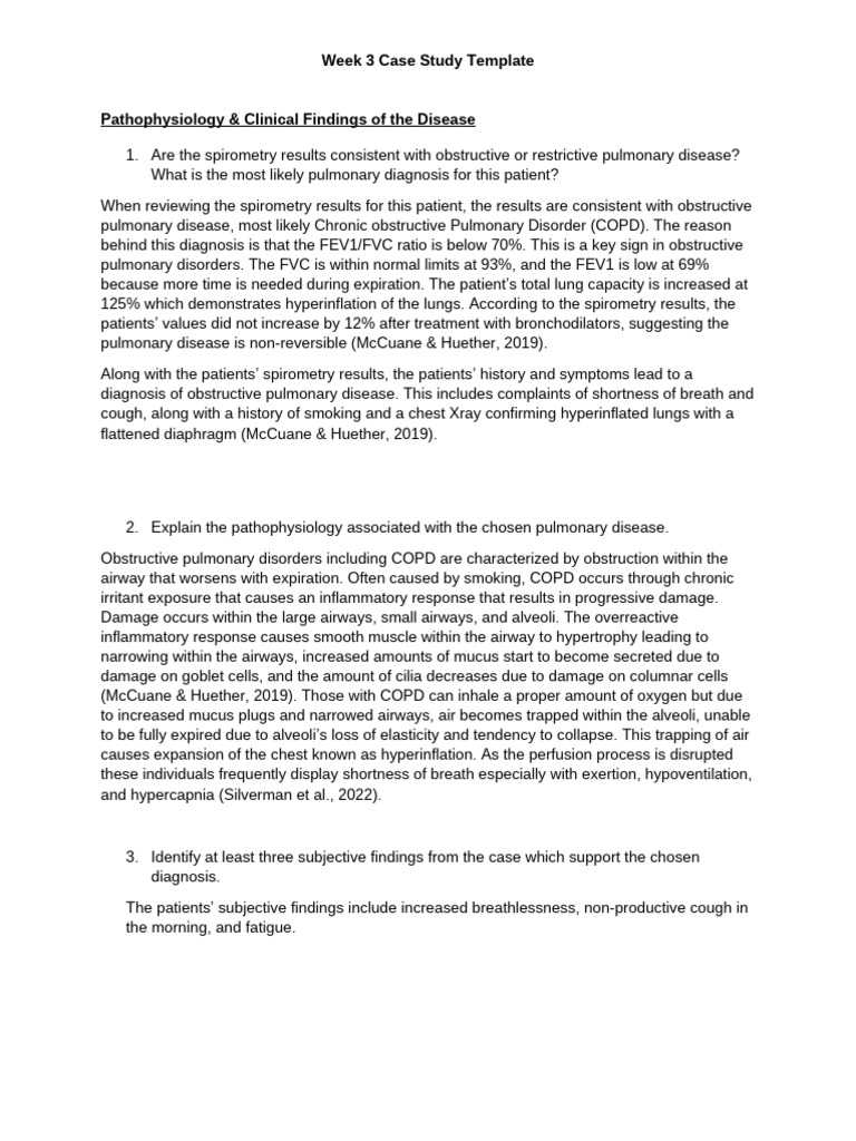 NR507 Week3 Case Study Template | PDF | Chronic Obstructive Pulmonary Disease | Lung