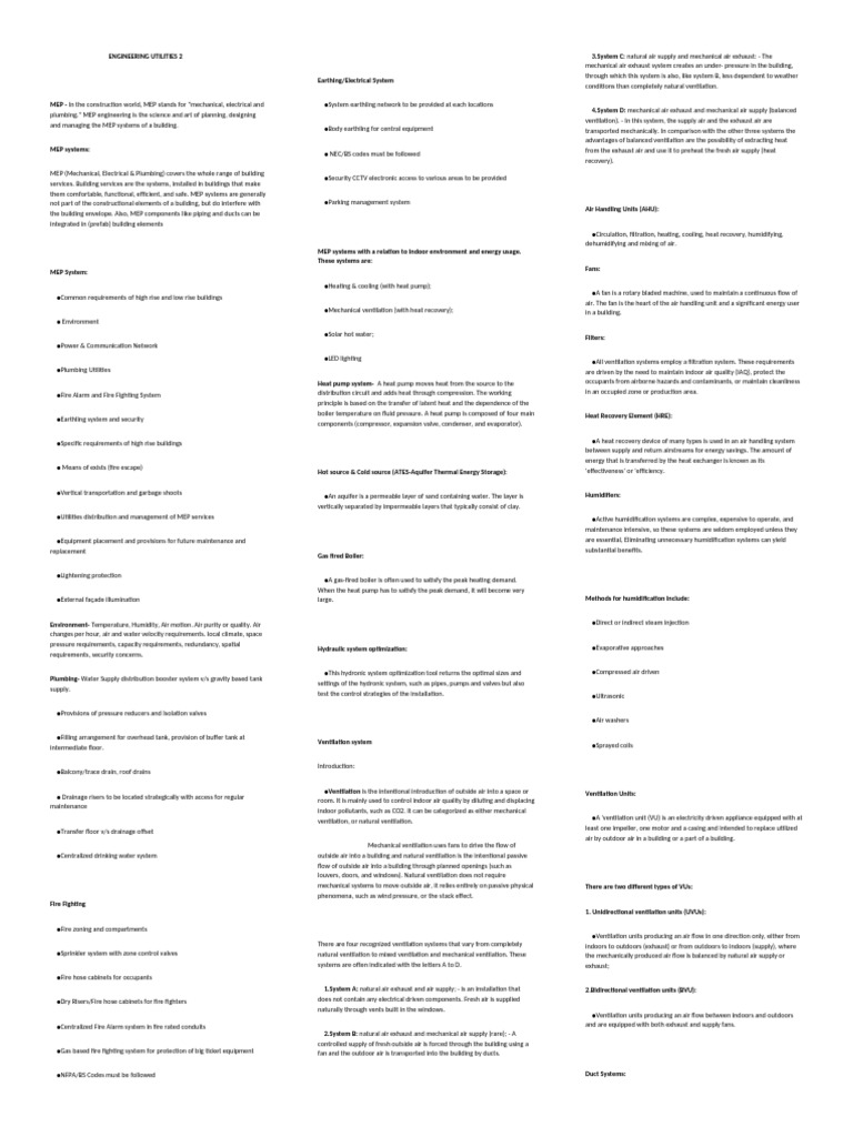 Engineering Utilities 2 Reviewer | PDF | Heat Pump | Sanitary Sewer