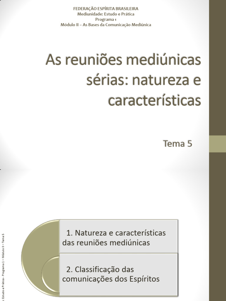 Módulo 2 Tema 5 As Reuniões Mediú - Nicas Sé - Rias Natureza e Caracteristicas | PDF ...