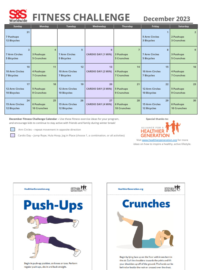 Fitness Challenge Calendar December 2023 | PDF | Aerobic Exercise