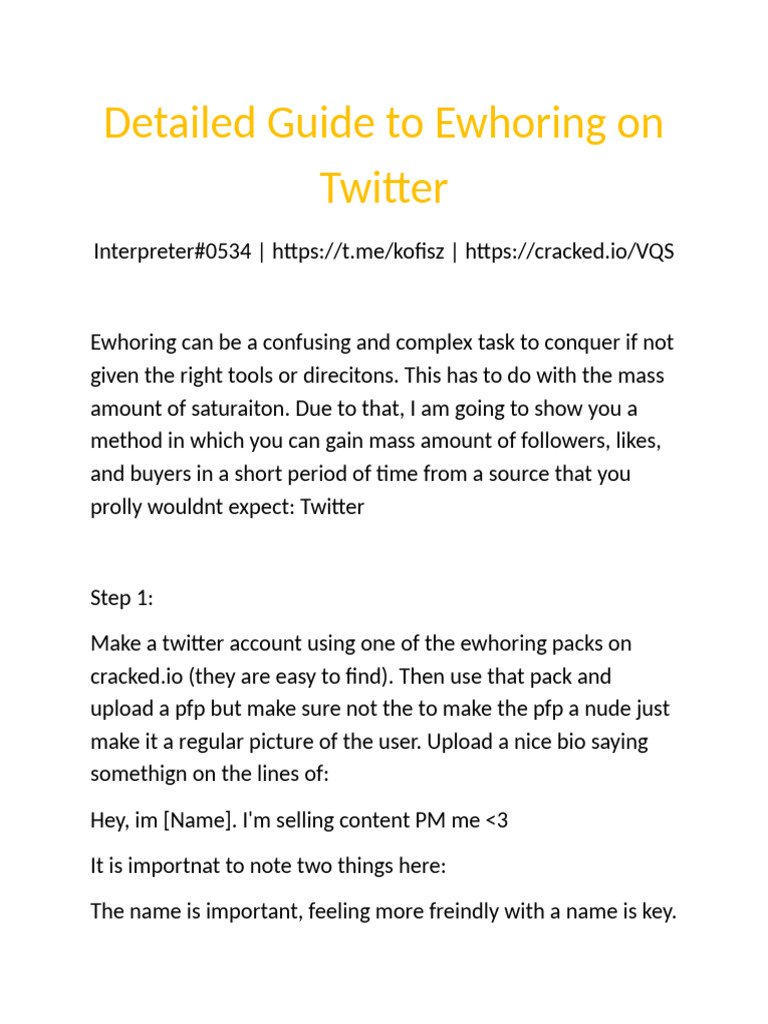 Ewhoring Strategies for Twitter Success | PDF