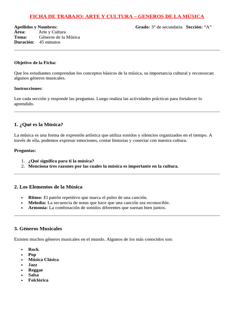 Ficha de Trabajo 3er Grado | PDF
