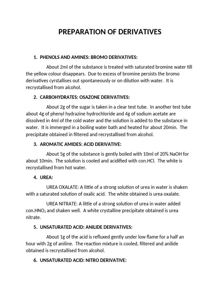 Organic Chemistry Derivatives Guide | PDF | Chemical Compounds ...