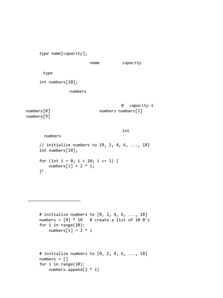 C Arrays and Python Lists | PDF | Integer (Computer Science) | Data Type