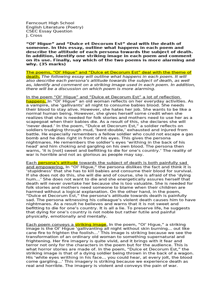 Sample Lit Essay-Grade 10 | PDF