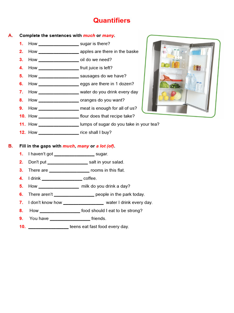 Ficha Ingles 8 Ano Quantifiers | PDF