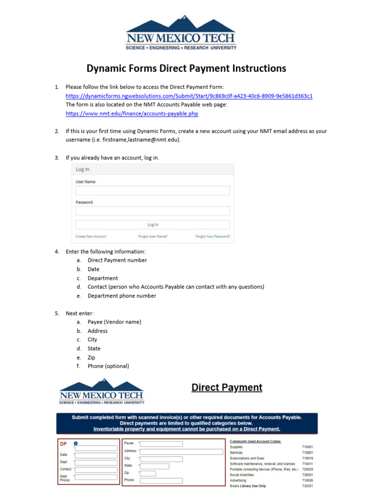 Dynamic Forms Direct Payment Instructions | PDF | Payments | Cheque