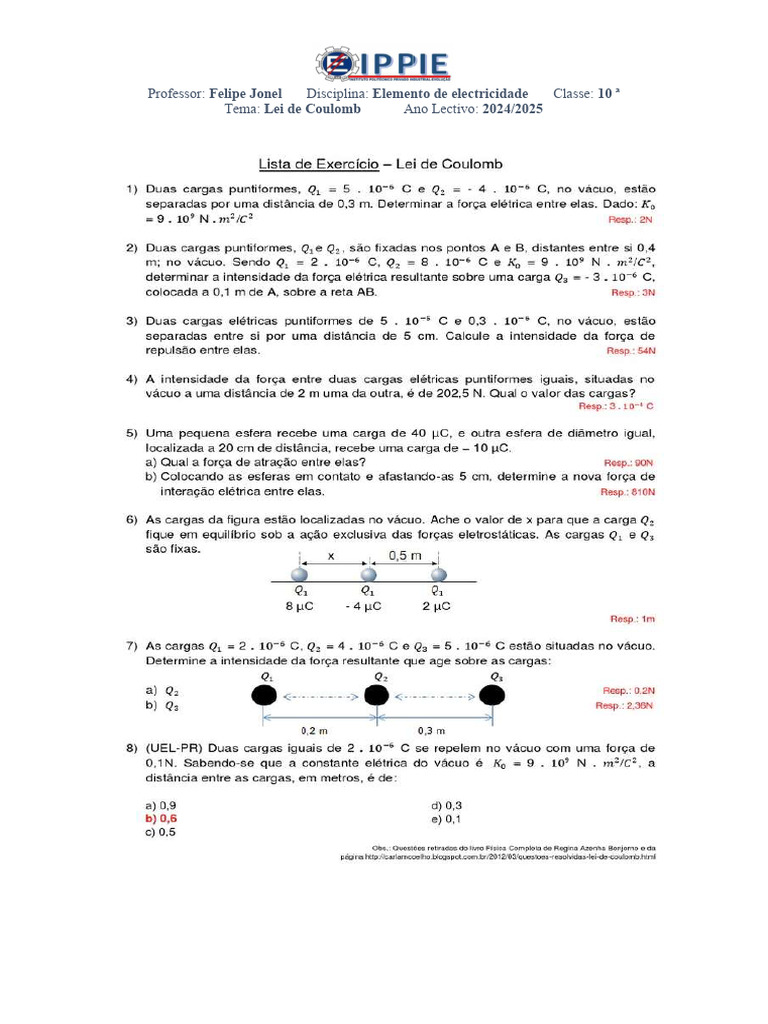 Exerc. Lei de Colombo | PDF