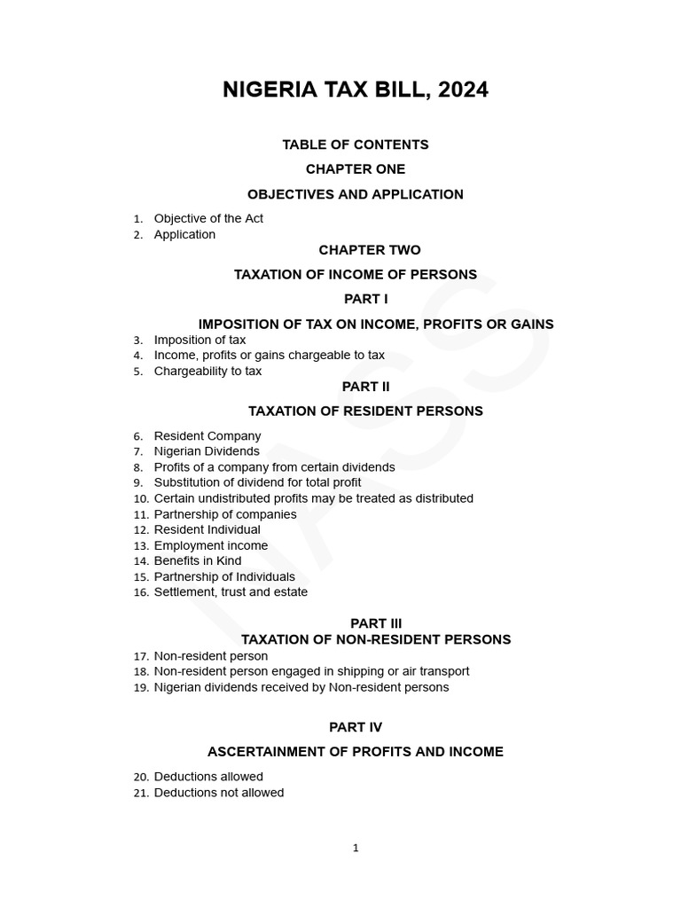 The Nigeria Tax Bill 2024 | PDF | Dividend | Taxes