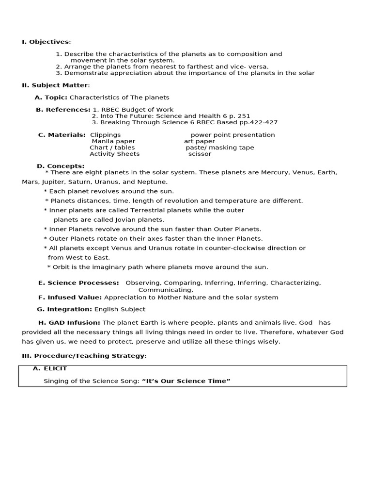 556528573-COT-DLP-SCIENCE-6 | PDF | Planets | Solar System
