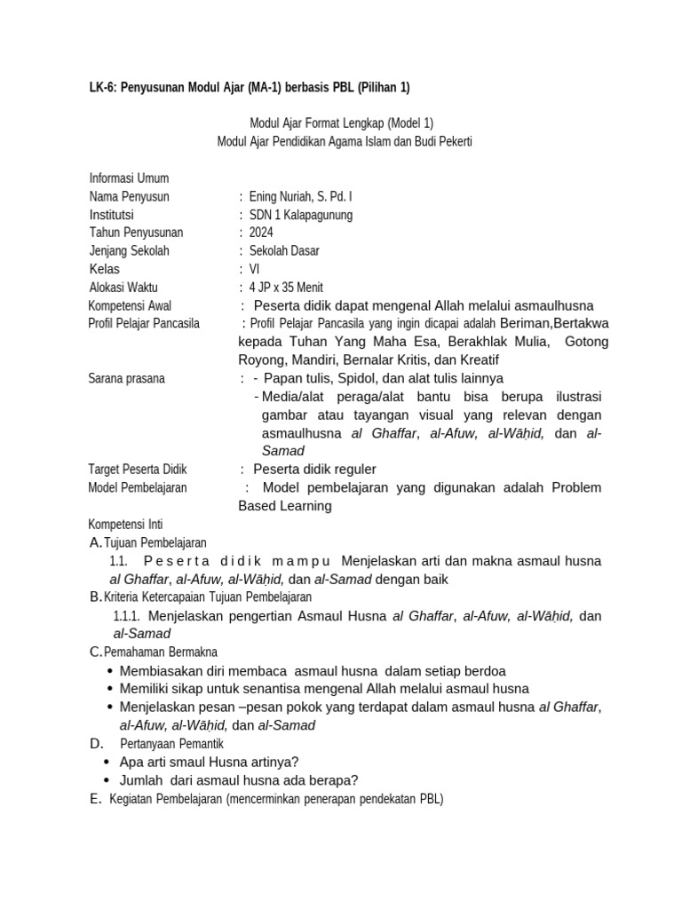 LK-6 Penyusunan Modul Ajar | PDF