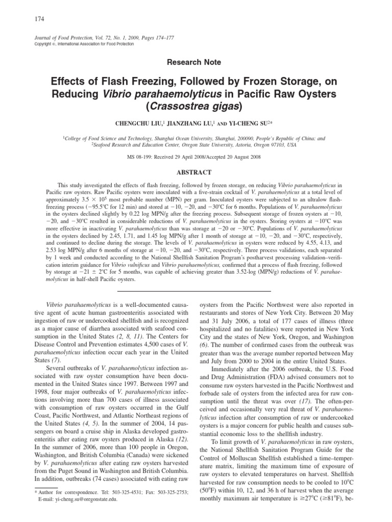 Liu, 2009, Effects of Flash Freezing, Followed by Frozen Storage, On ...