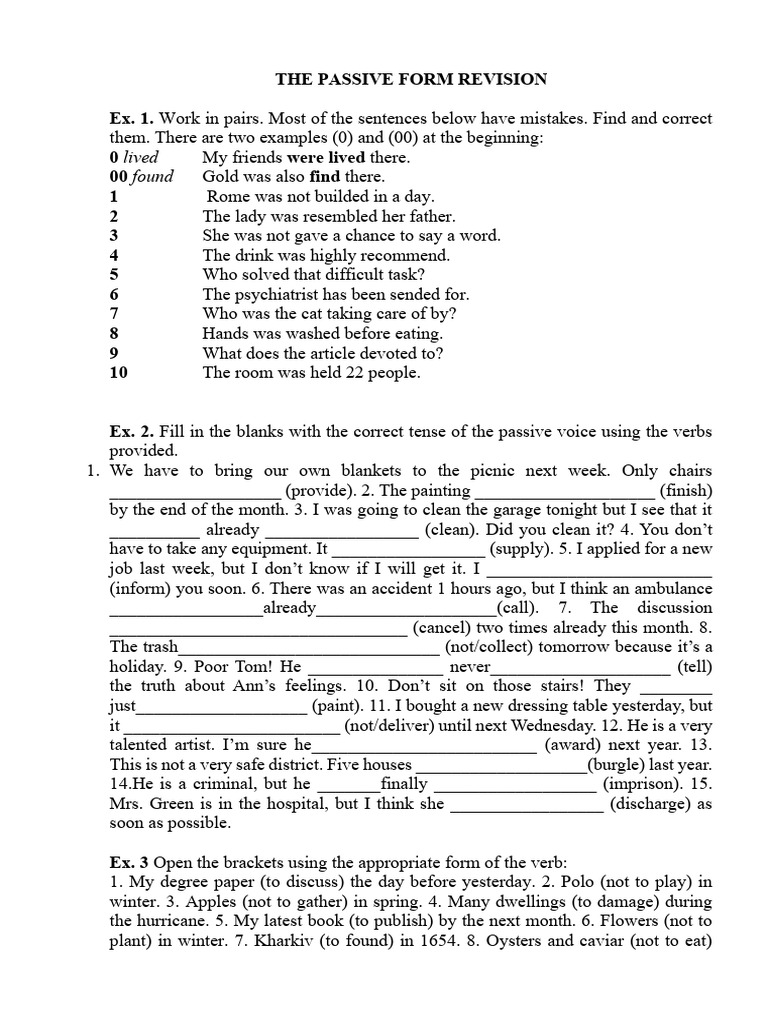 Passive Voice Practice Exercises | PDF | Baggage | Linguistics