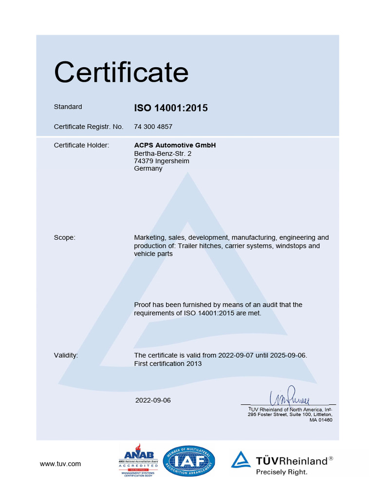 ISO 14001 ACPS Automotive | PDF | Land Vehicles | Vehicles