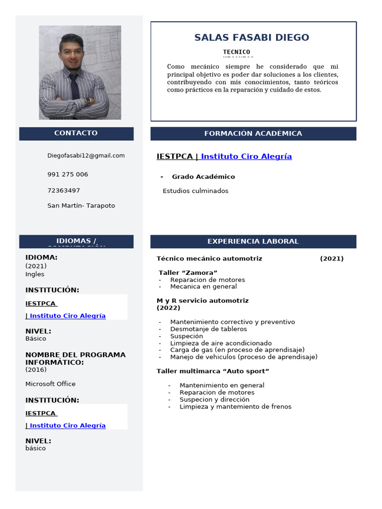 Curriculum Vitae Editable DIEGO | PDF
