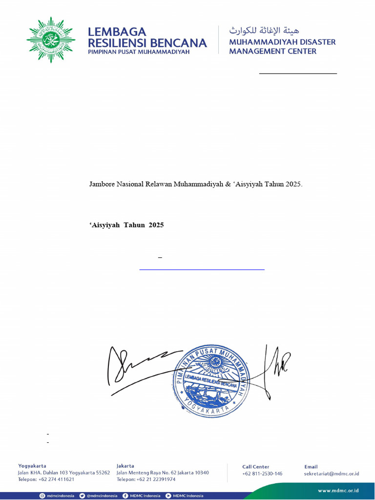 Surat Keluar 696 - LRB@ Undangan Kick Off Jambore Nasional Relawan Muhammadiyah & 'Aisyiyah ...
